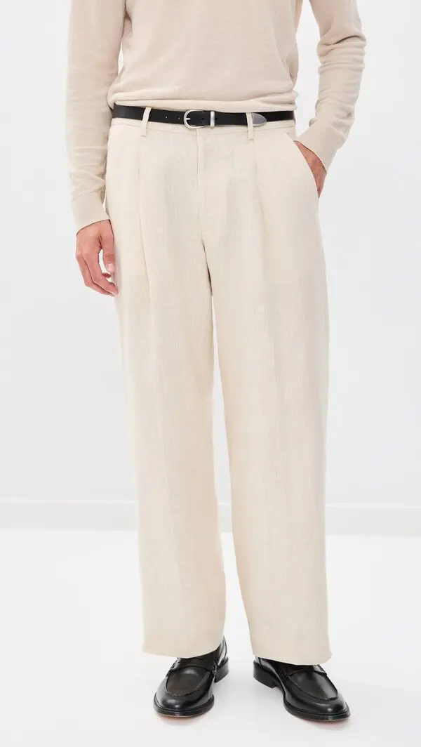 Nn07 Kay Linen Relaxed Pleated Trousers - Oat