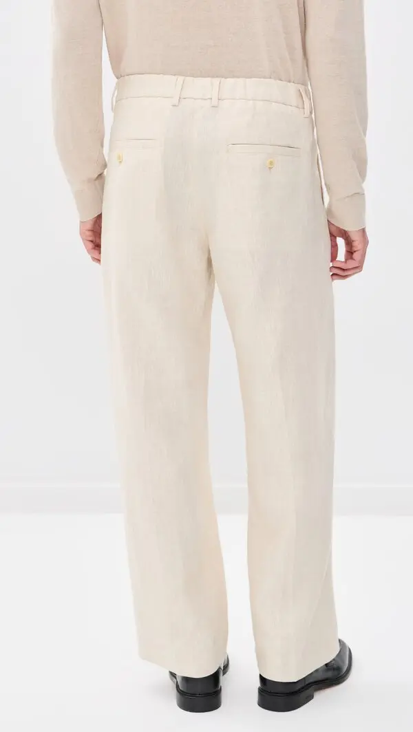 Nn07 Kay Linen Relaxed Pleated Trousers - Oat