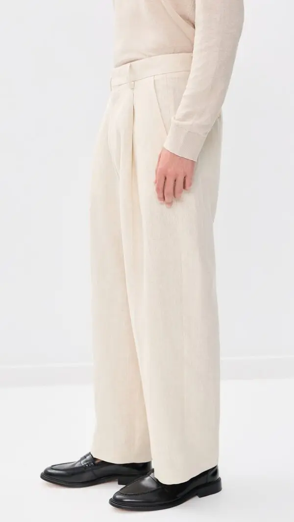 Nn07 Kay Linen Relaxed Pleated Trousers - Oat