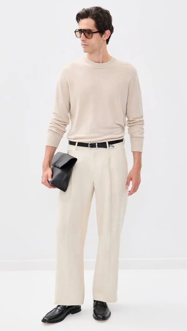 Nn07 Kay Linen Relaxed Pleated Trousers - Oat