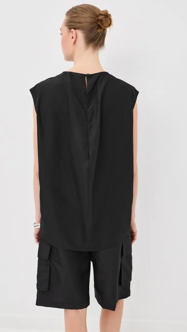 Tibi Sleeveless Cocoon Top In Technical Weave