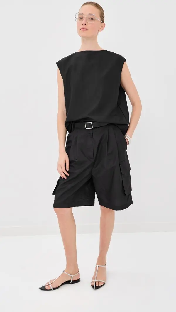 Tibi Sleeveless Cocoon Top In Technical Weave