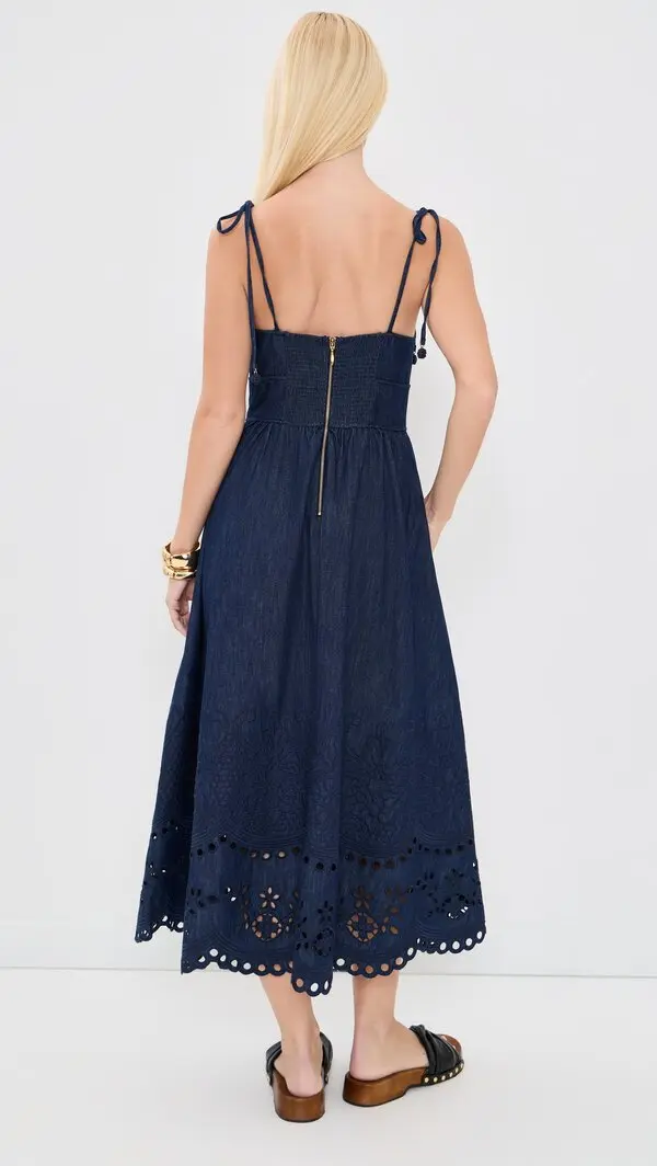 Zimmermann Mahon Broderie Denim Midi Dress