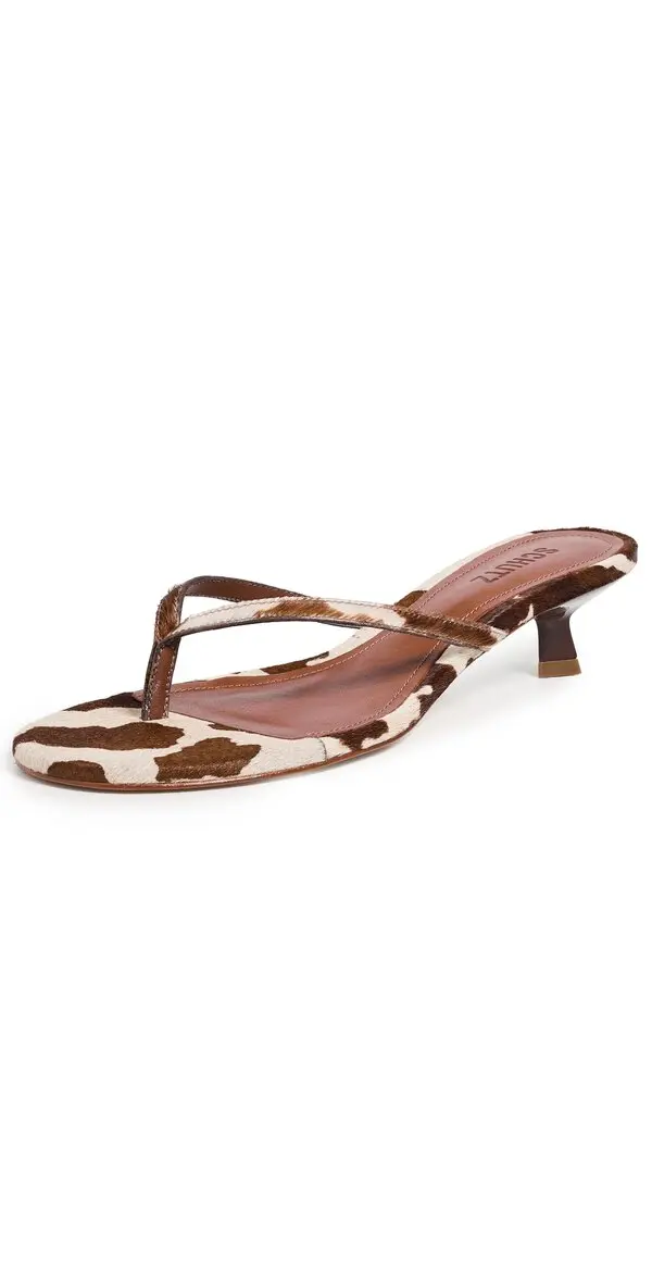 Schutz Carolyn Sandals With Cow Print Fur - Pearl Pony