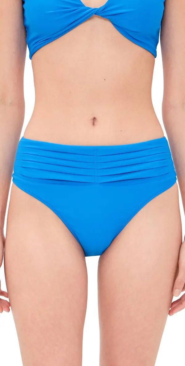 Ramy Brook Pleated Waistband Bikini Bottoms - Ocean