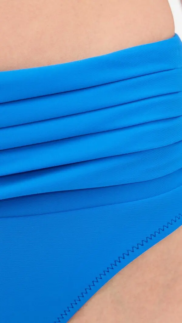 Ramy Brook Pleated Waistband Bikini Bottoms - Ocean
