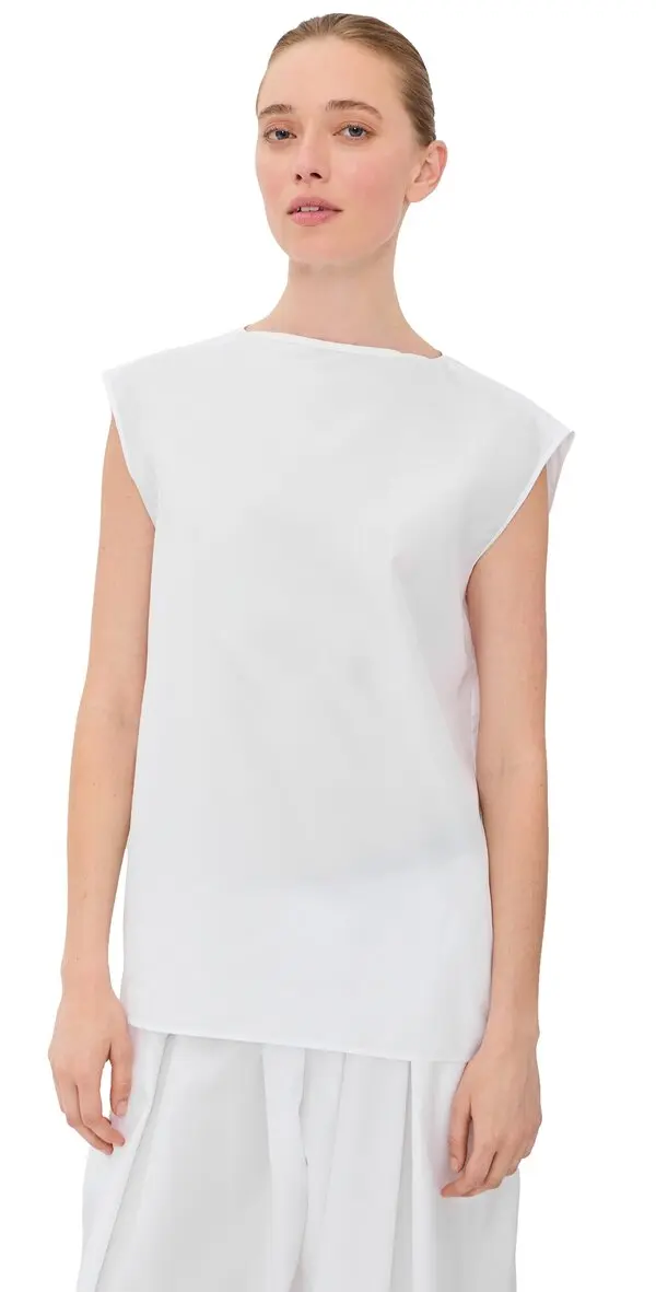 Tibi Summer Nylon Sleeveless Cocoon Top - White