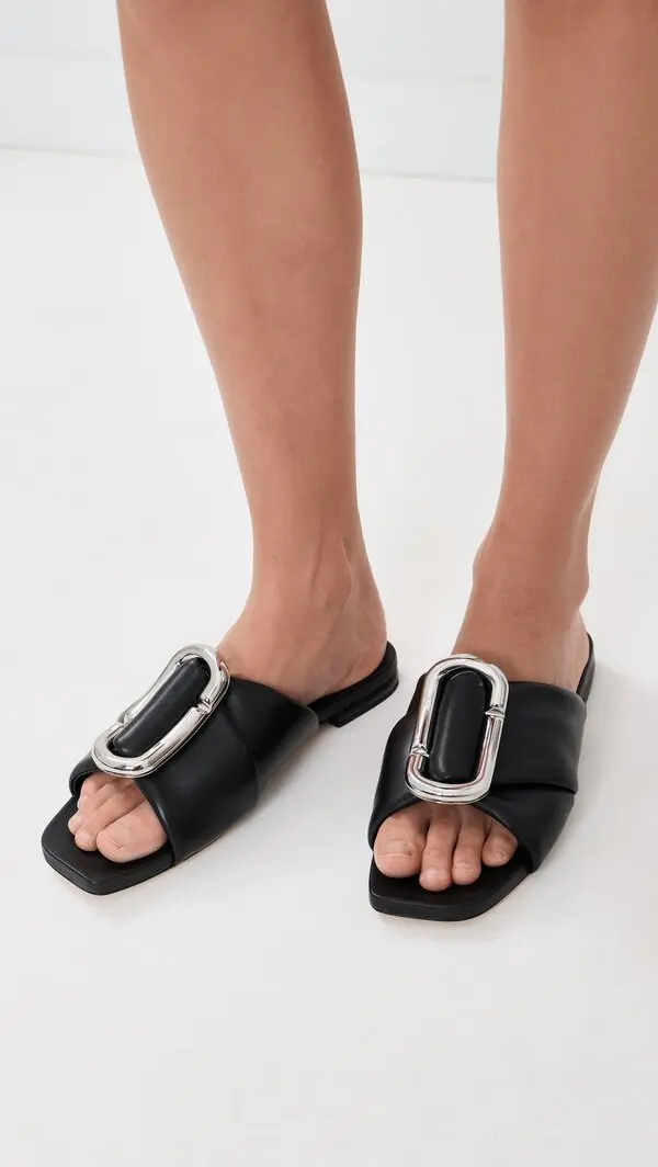 Marc Jacobs Criss Cross Sandals With Silver-tone Buckle Accent