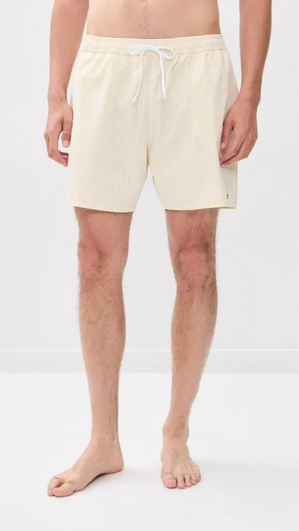 Lacoste Seersucker Striped Swim Shorts
