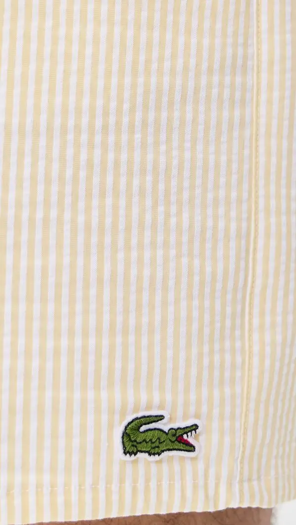 Lacoste Seersucker Striped Swim Shorts
