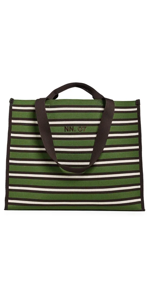 Nn07 Striped Market Tote - Green Stripe