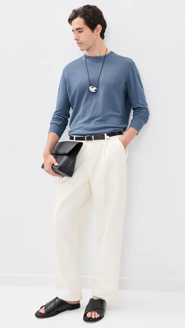 Nn07 Ten Linen Crew Neck Sweater - Stone Blue