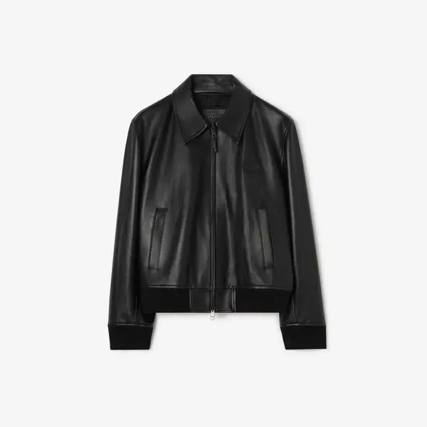 Burberry Bloomsbury Harrington Jacket In Nappa Leather - Black
