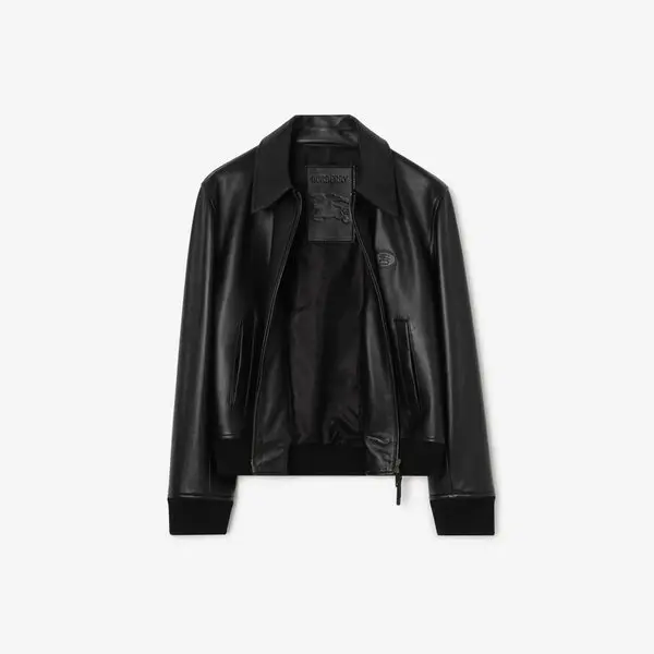 Burberry Bloomsbury Harrington Jacket In Nappa Leather - Black