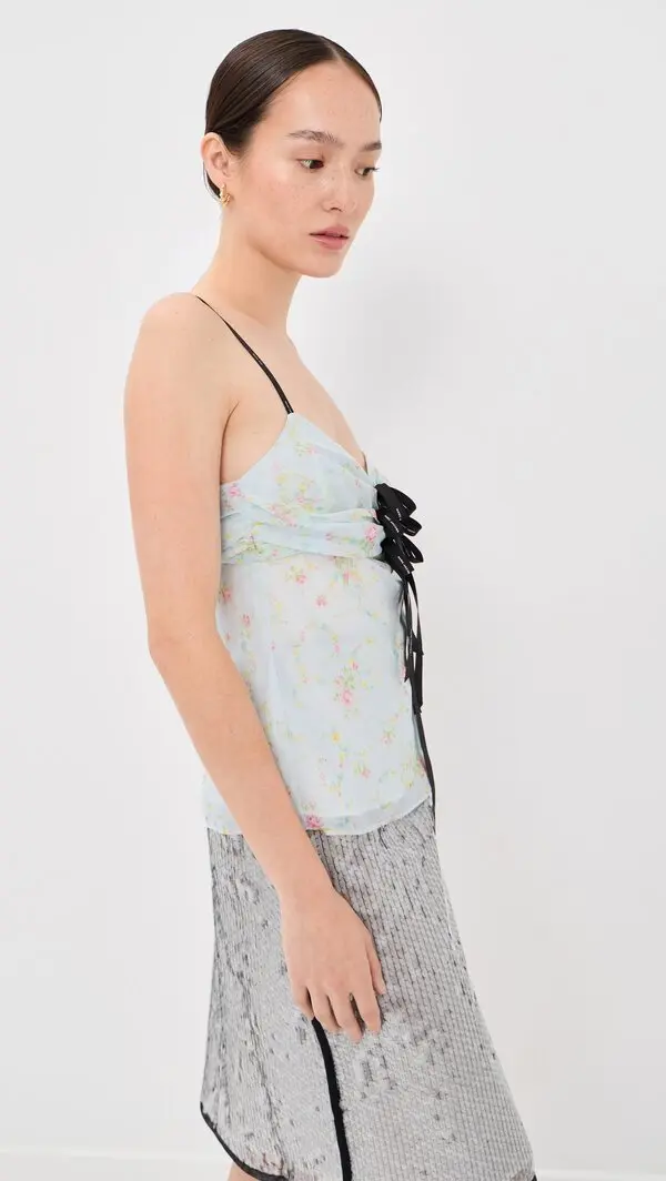 Marc Jacobs Floral Print Ruched Bow Top