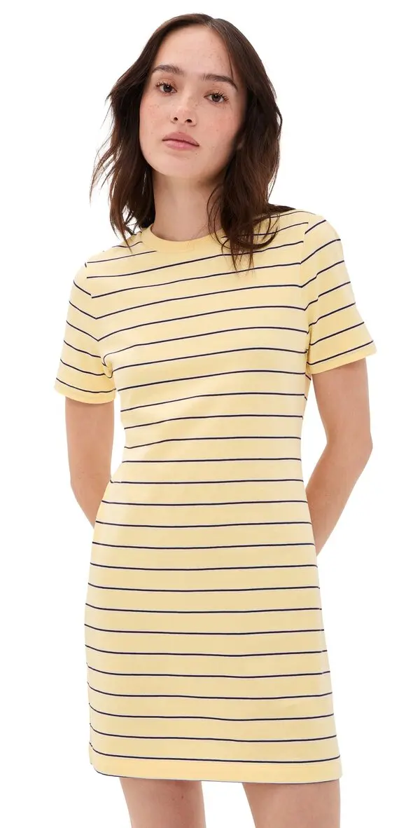 Staud Wade Striped Crewneck Short Sleeve Mini Dress - Monday Stripe