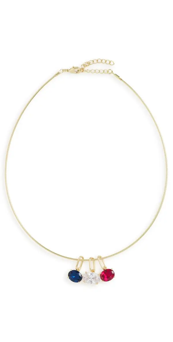 ADINA EDEN Trio Gemstone Dangle Necklace - Gold