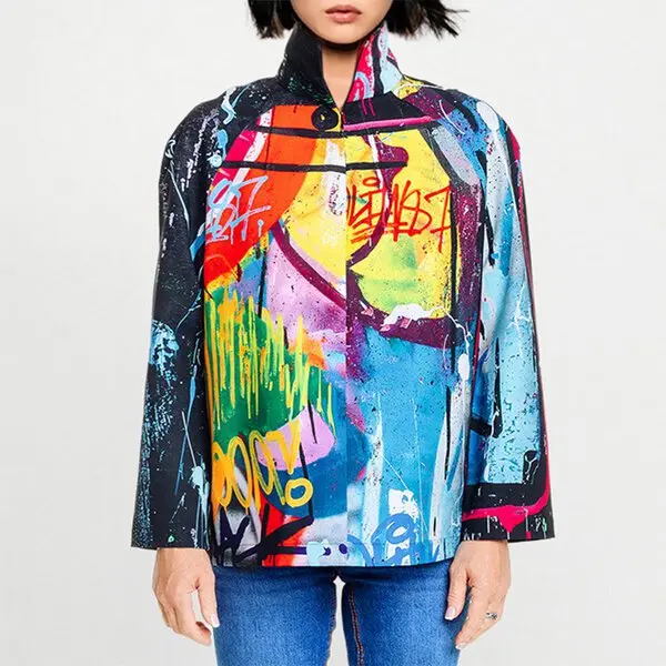 MAXJENNY Street Art Print High Neck Top