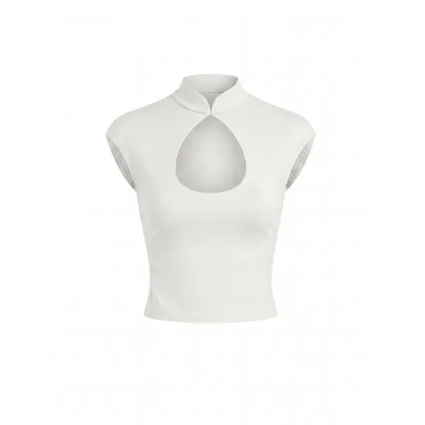 KHELA THE LABEL High Neck Cut-out Cropped Top