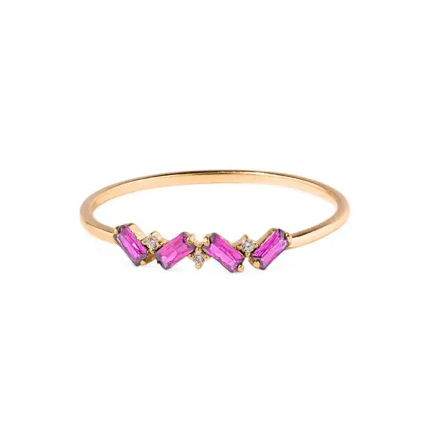 BELINDA JEWELZ Ruby And Diamond Baguette Ring - Pink/gold