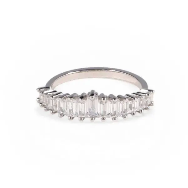 BELINDA JEWELZ Princess Half-eternity Ring With Baguette Stones - Silver
