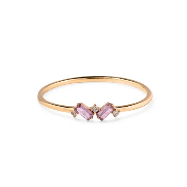 BELINDA JEWELZ Pink Tourmaline And Diamond Baguette Ring - Pink/gold