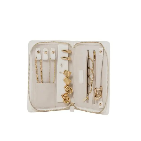 AUGUSTNOA Travel Jewelry Organizer Case - White