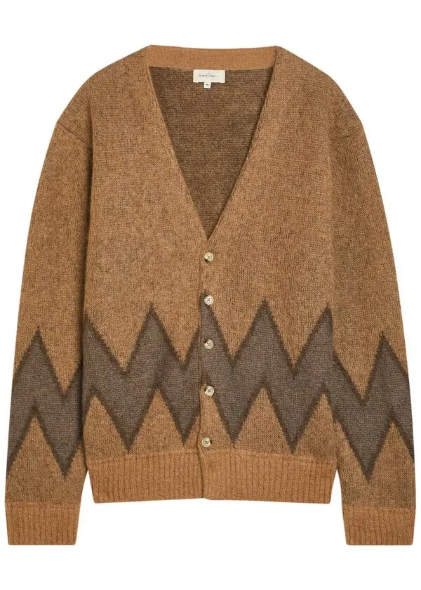 SECOND / LAYER Chevy Intarsia Mohair-blend Cardigan - Brown