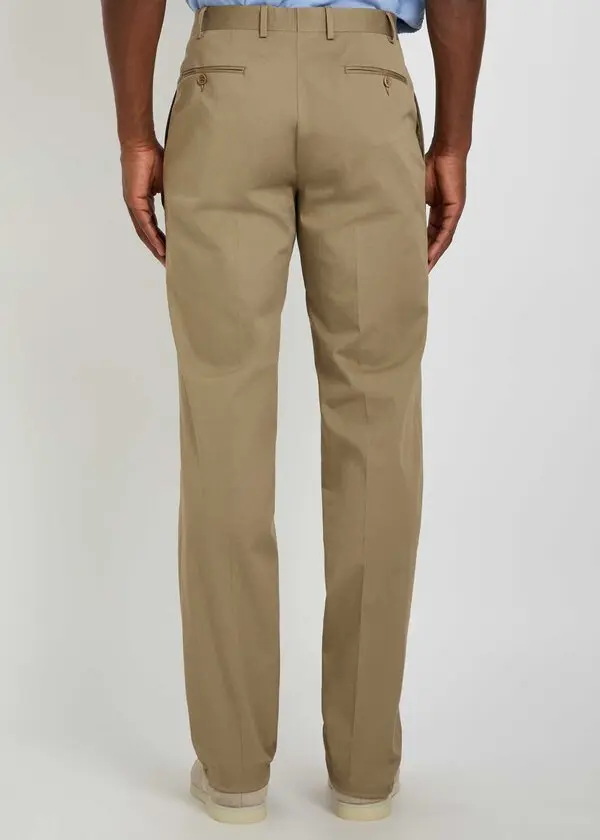 Canali Tapered-leg Stretch-cotton Poplin Trousers - Stone