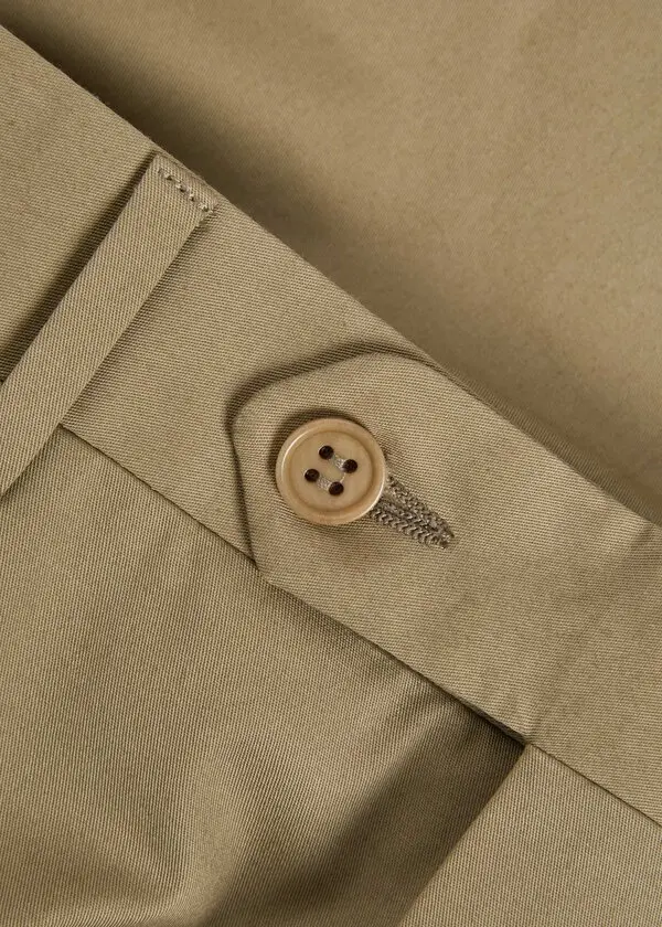 Canali Tapered-leg Stretch-cotton Poplin Trousers - Stone