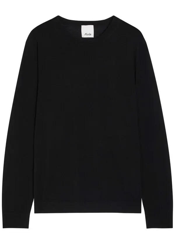 ALLUDE Crew Neck Wool Jumper - Black