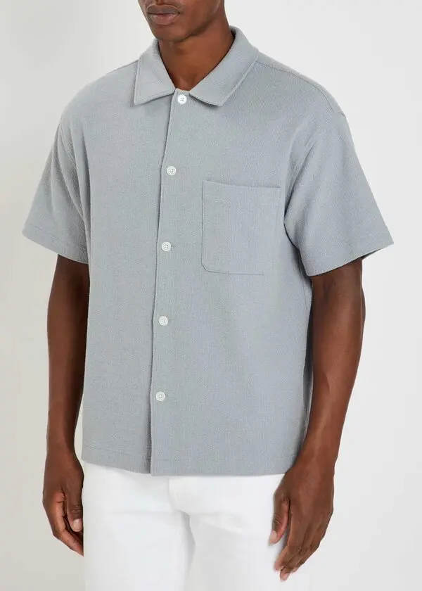 FRAME Textured-knit Cotton-blend Shirt
