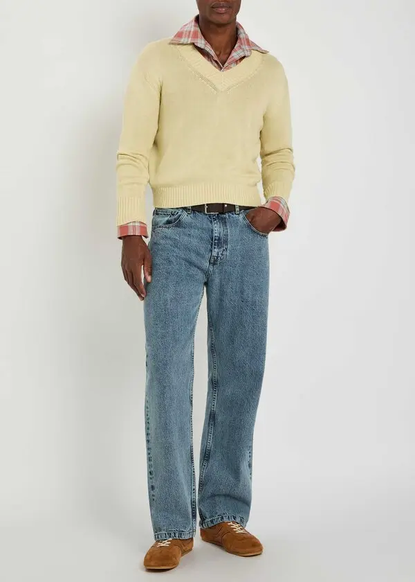 SECOND / LAYER Vexed V-neck Cotton-blend Jumper