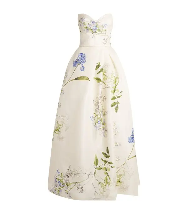 Monique Lhuillier Silk Gazar Iris Bouquet Gown