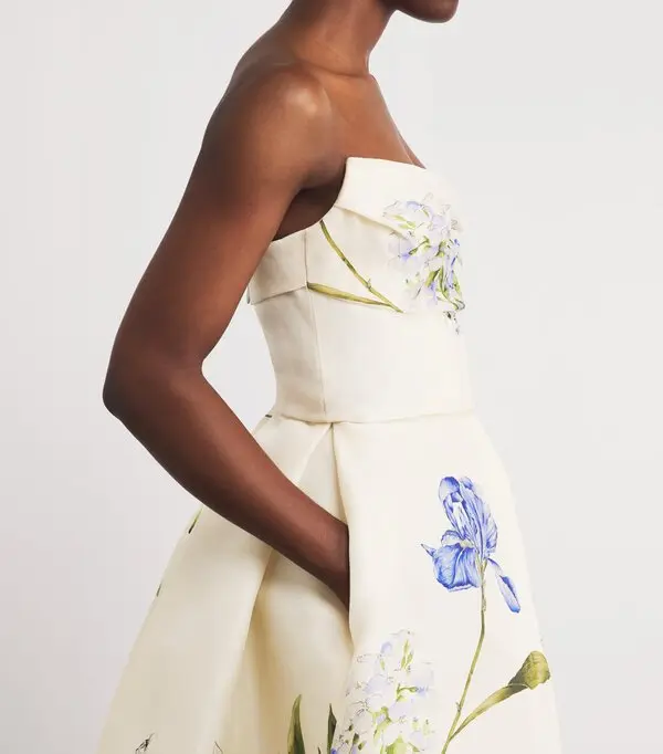 Monique Lhuillier Silk Gazar Iris Bouquet Gown