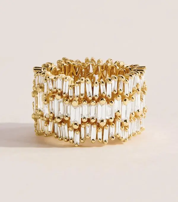 SUZANNE KALAN Baguette Diamond Band Ring In Yellow - Gold
