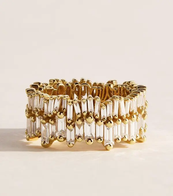 SUZANNE KALAN Yellow And Diamond Short Stack Ring - Gold