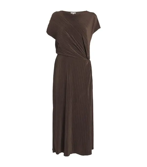 Vince Pleated Midi Dress With Twist Detail
