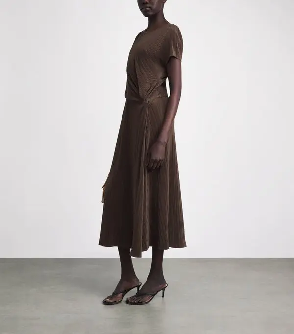 Vince Pleated Midi Dress With Twist Detail