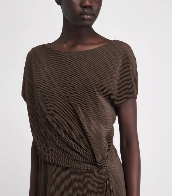 Vince Pleated Midi Dress With Twist Detail