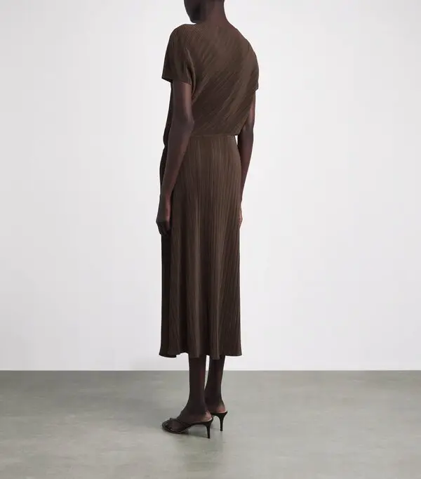 Vince Pleated Midi Dress With Twist Detail