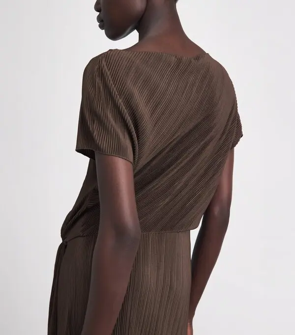 Vince Pleated Midi Dress With Twist Detail