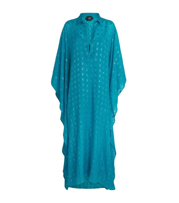 TALLER MARMO Silk Ses Illetes Maxi Kaftan - Blue