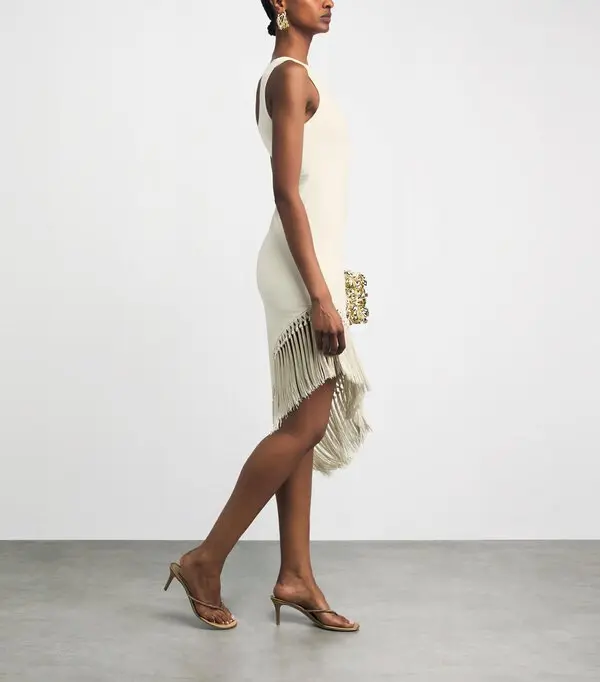 TALLER MARMO One-shoulder Fringed Mini Dress - Ivory