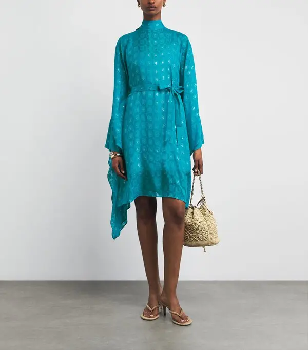 TALLER MARMO Geometric Print Silk Fil Coupè Mini Dress
