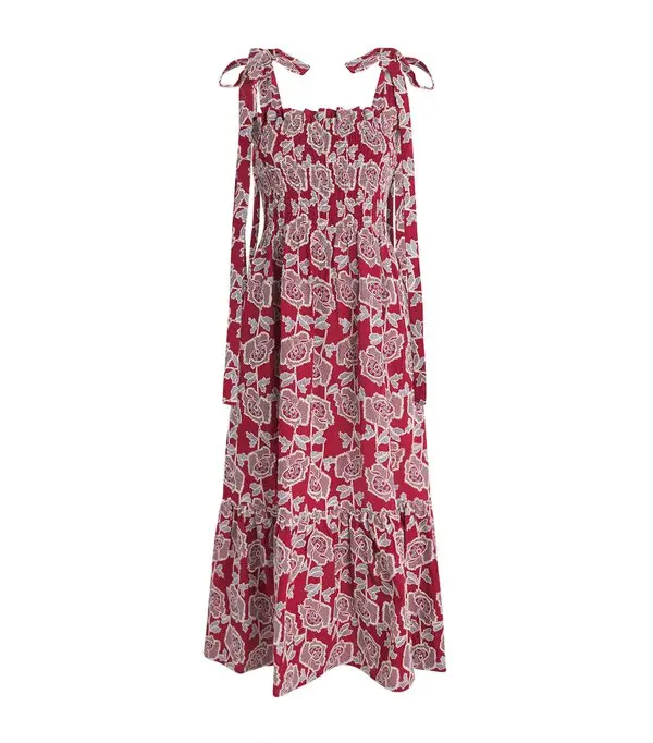 Erdem Embroidered Floral Midi Dress - Red