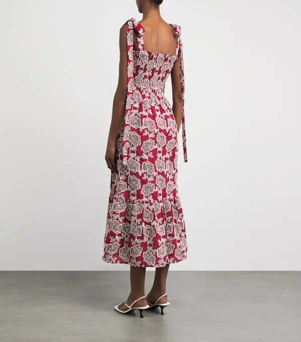 Erdem Embroidered Floral Midi Dress - Red