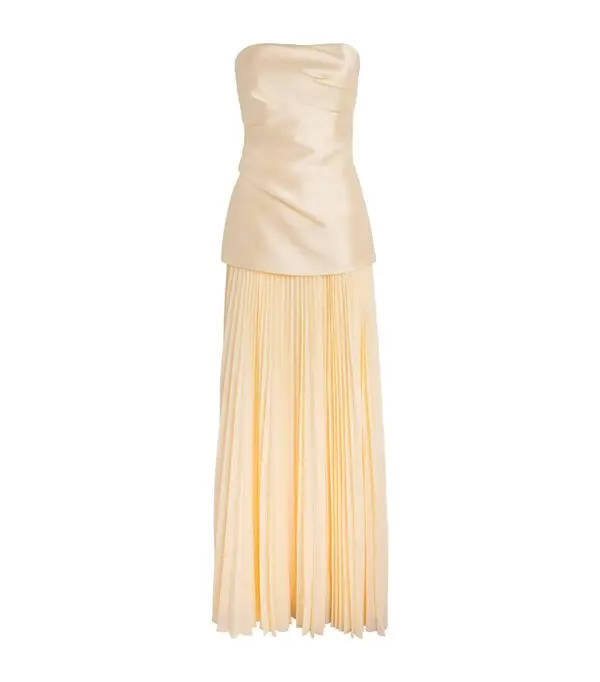Solace London Strapless Pleated Gown - Ivory
