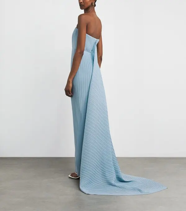 Solace London Pleated Strapless Gown
