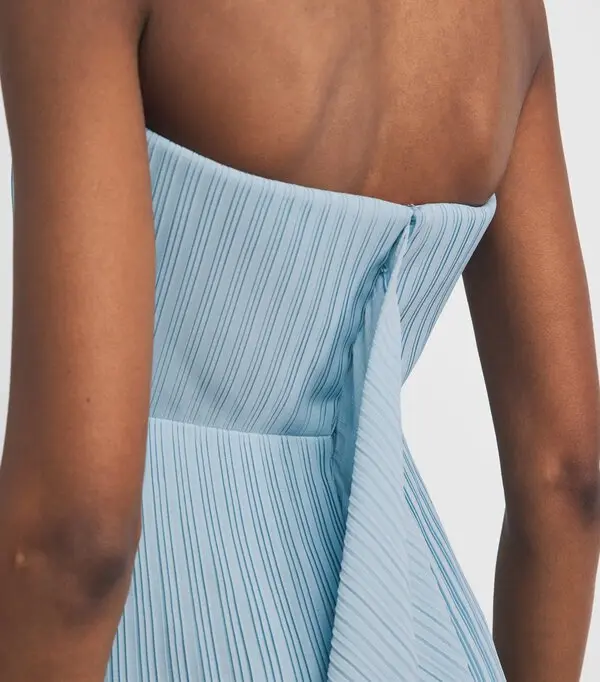Solace London Pleated Strapless Gown